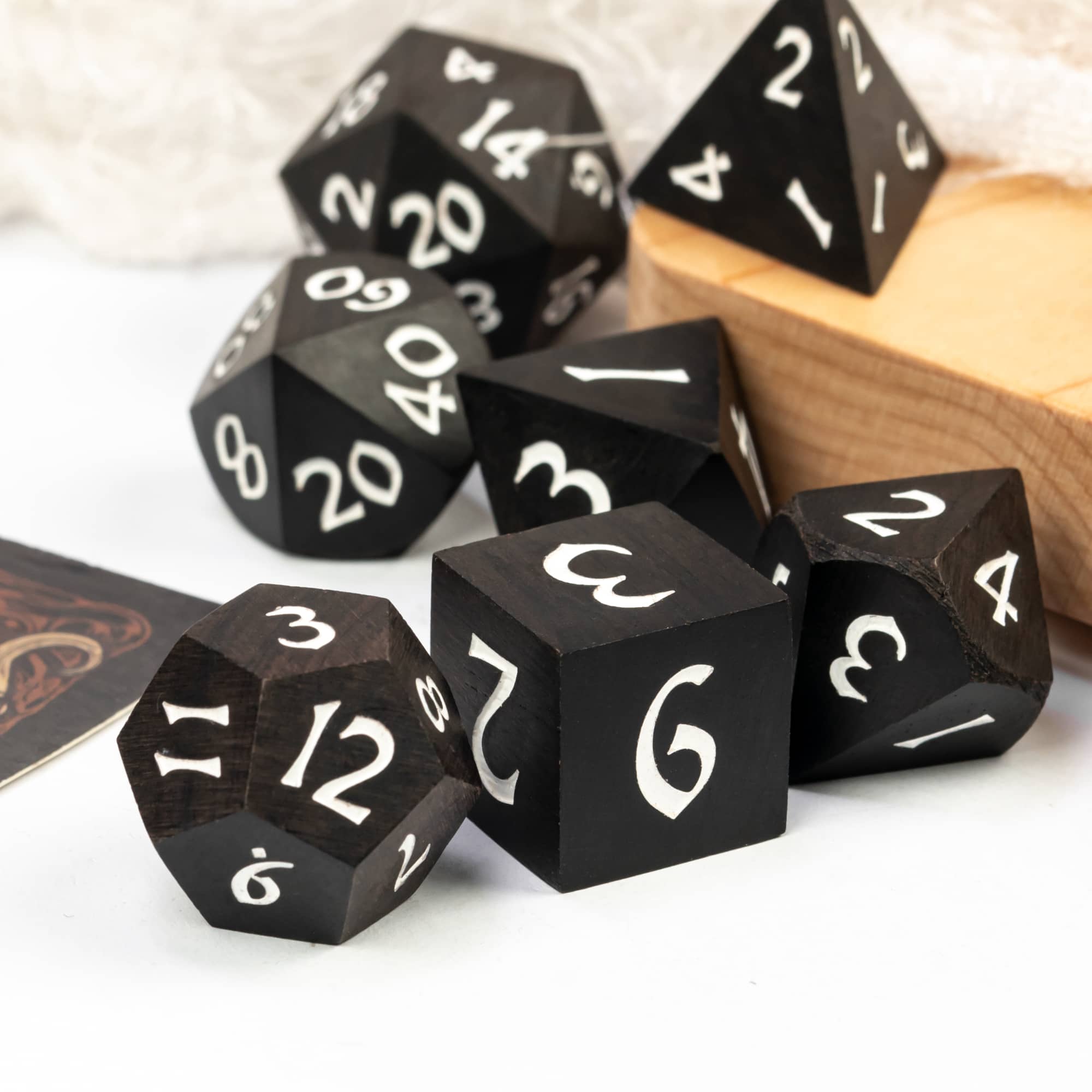 Full Set Log Fiber Wooden Dice With Box